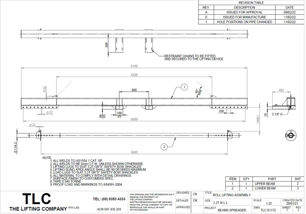 2.2t roll lifting assembly