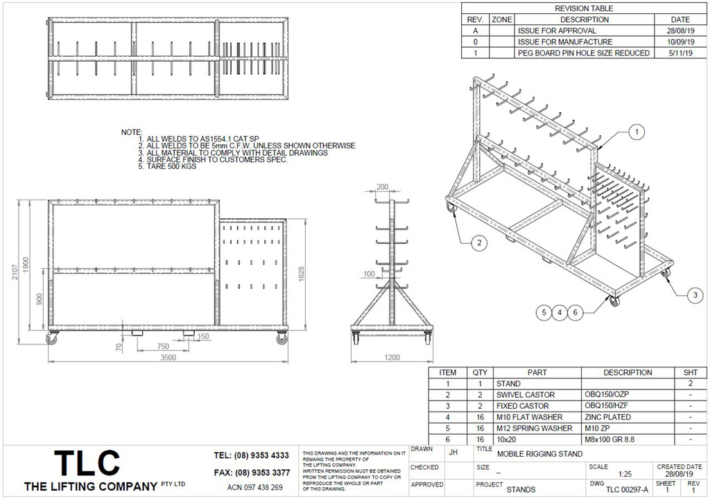 3t mobile rigging rack