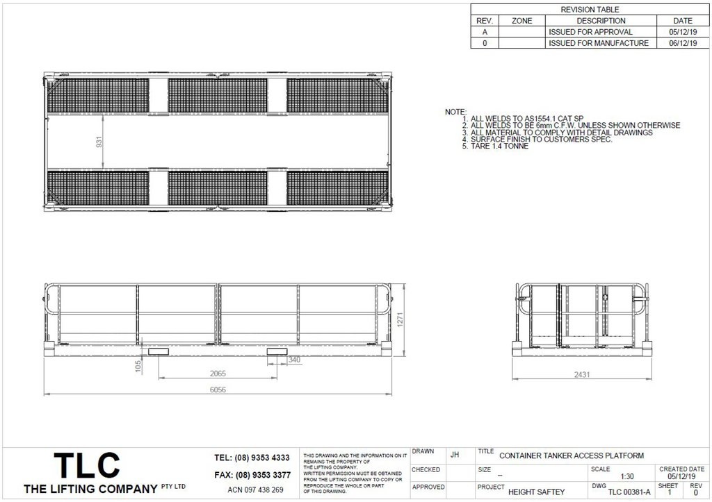 Tanker height access platform