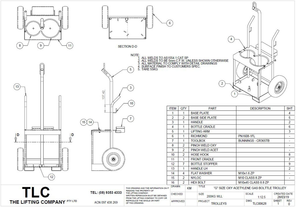 Oxy / acetylene gas bottle trolley - the lifting company