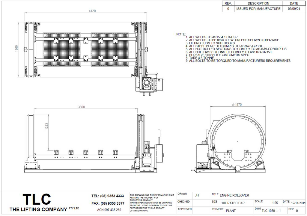 10t engine rollover frame