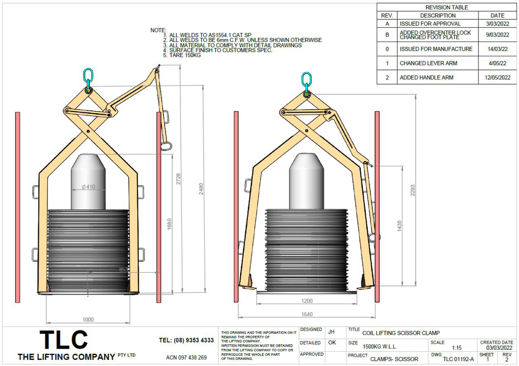1500kg coil scissor clamp