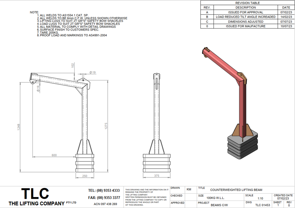 100kg counterweighted beam
