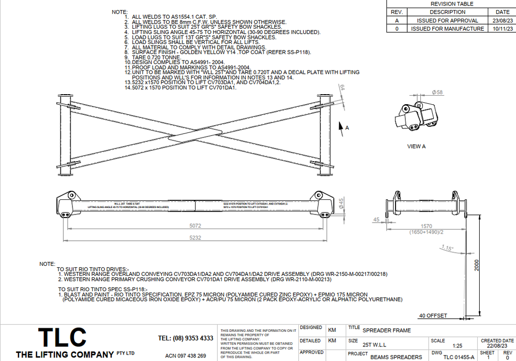 25t spreader "x" frame