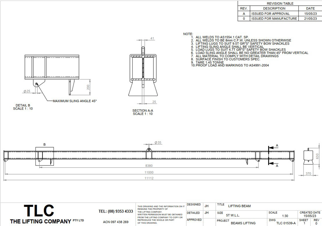 5t 11m lifting beam