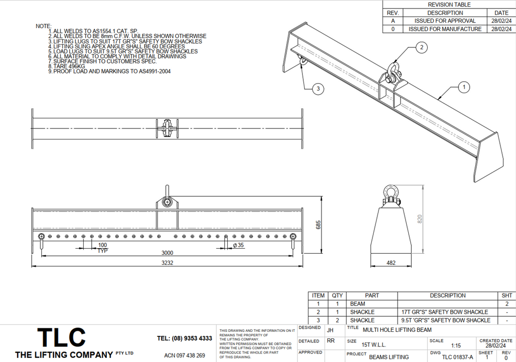 15t multi hole lifting beam