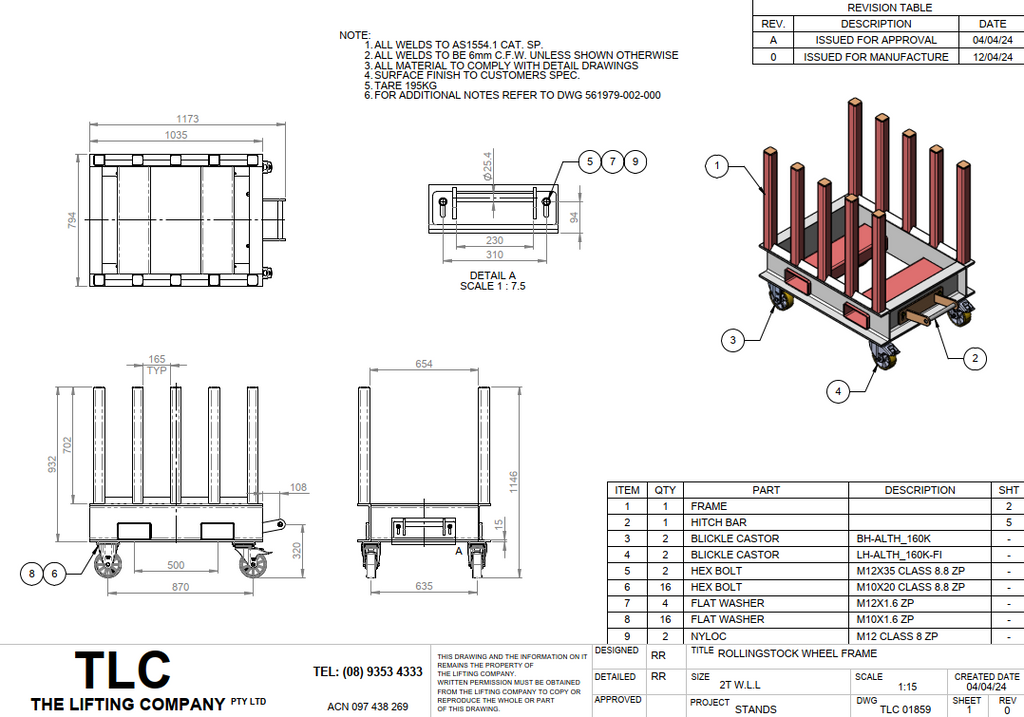 2t rolling stock wheel frame