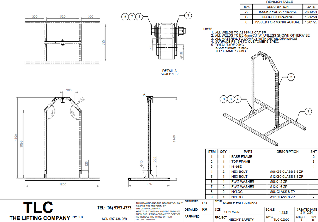 1 person mobile fall arrest frame
