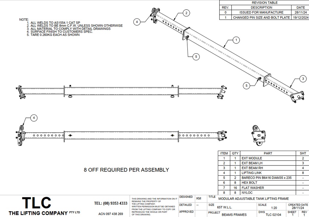 65t tank lifting frame