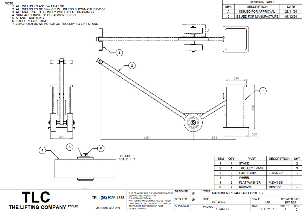 30t machinery stand and trolley