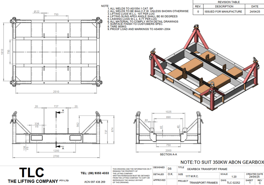 11t abon gearbox transport frame